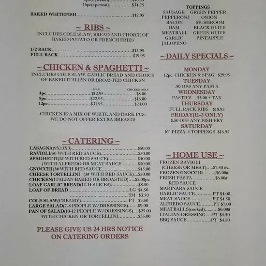 Damian's Pasta Works Menu | Iron Mountain, MI | Checkle