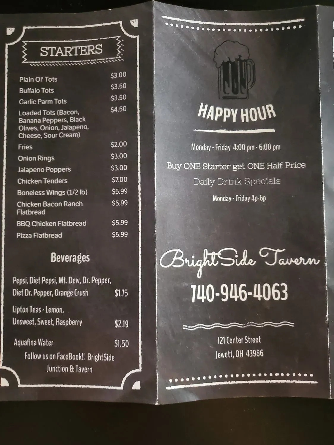 BrightSide Tavern Menu - Updated October 2025