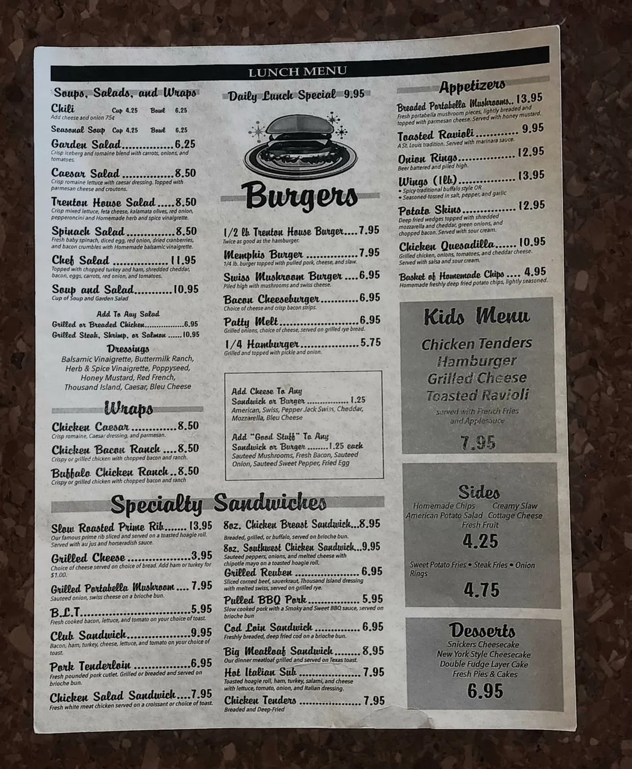 Trenton House Menu - Updated October 2025
