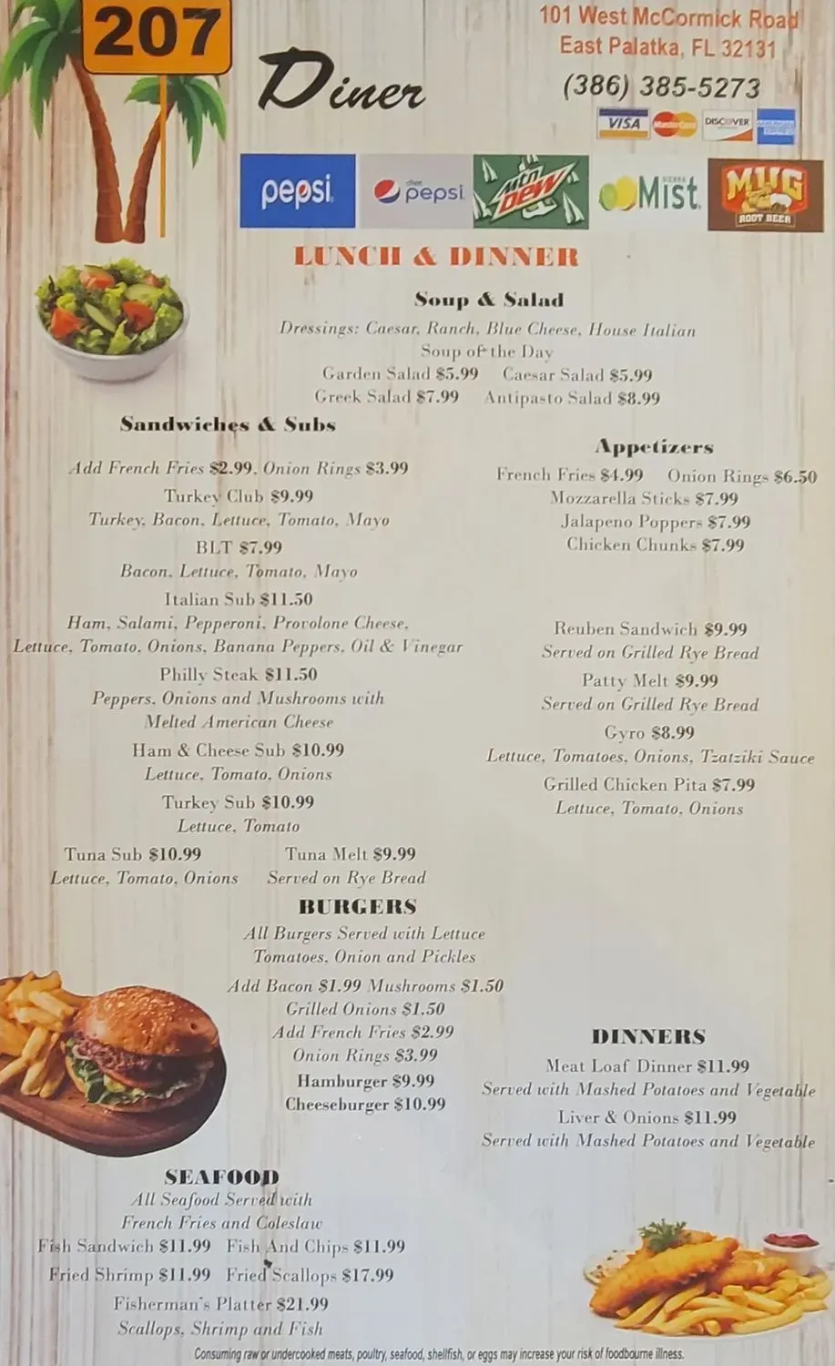 207 Diner Menu | East Palatka, FL | Checkle