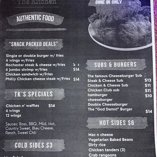 The Kitchen (TK) Menu | Syracuse, NY | Checkle