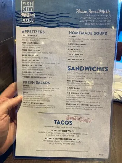 Fish City Grill Menu | Dallas, TX | Checkle