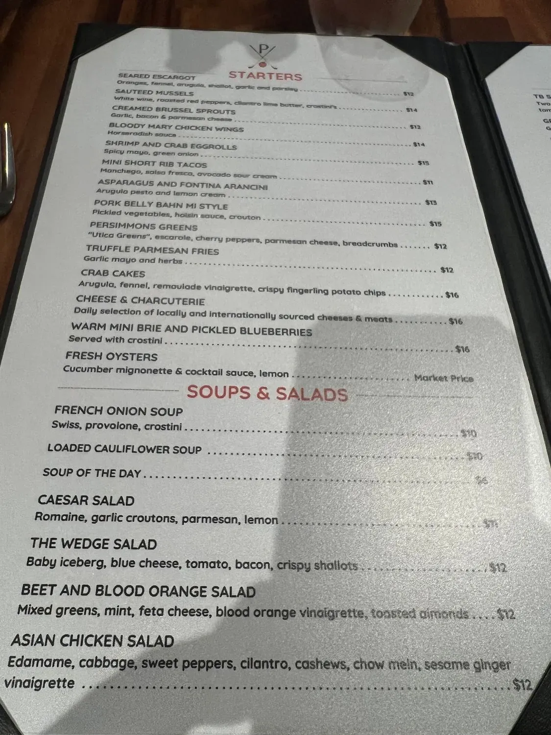 Persimmons Menu - Updated October 2025