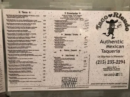 Taco Riendo Restaurant Menu | Philadelphia, PA | Checkle