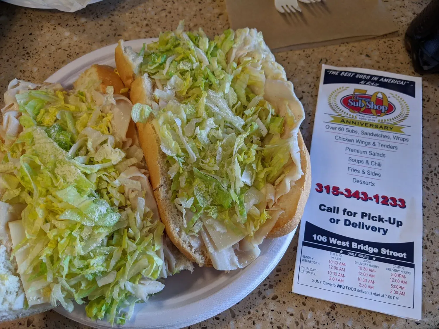 Oswego Sub Shop Menu - Updated October 2025