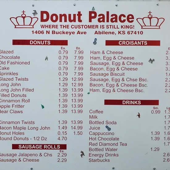 The Donut Palace Menu | Abilene, KS | Checkle