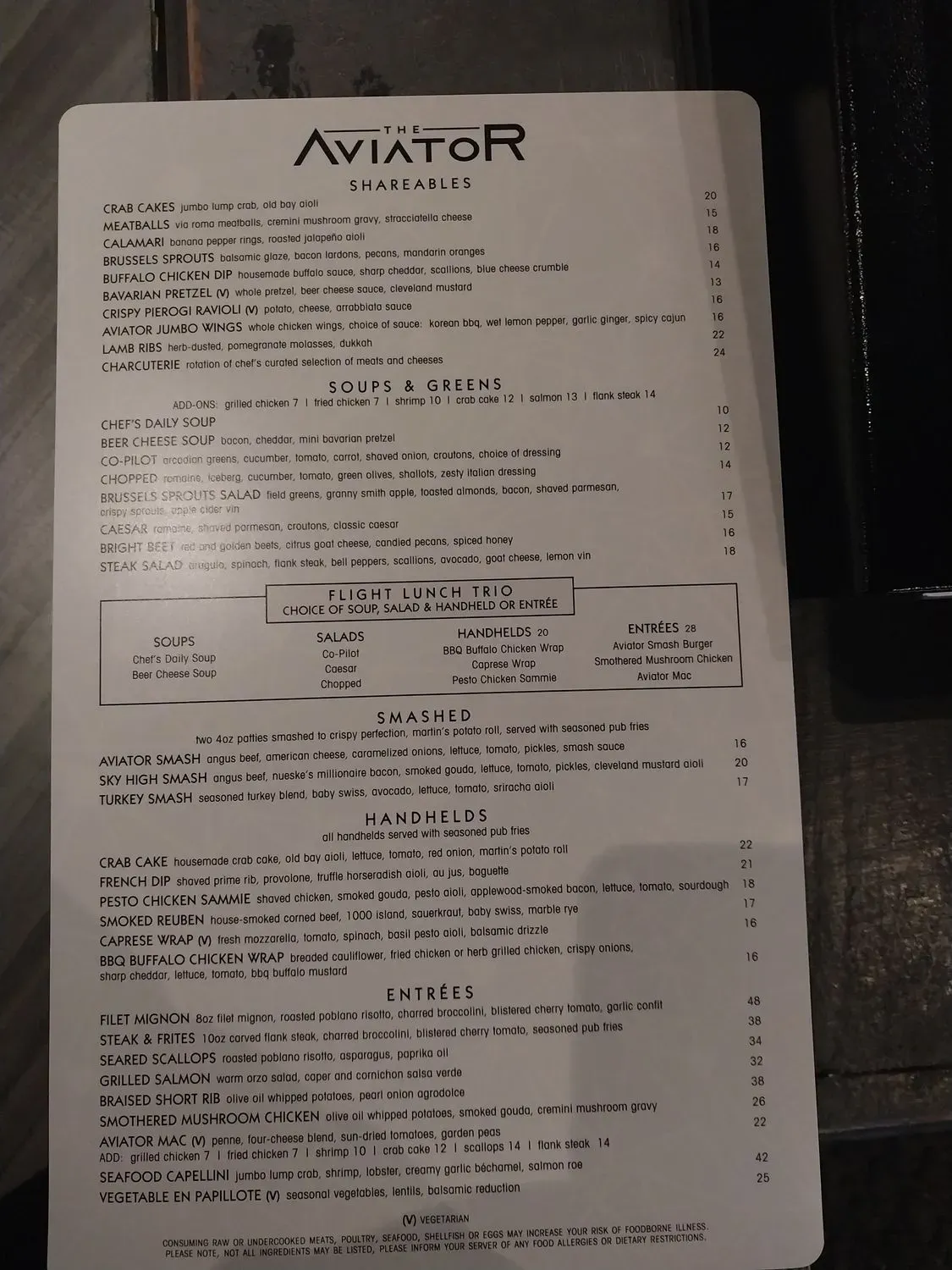 The Aviator Pub & Restaurant Menu - Updated November 2025
