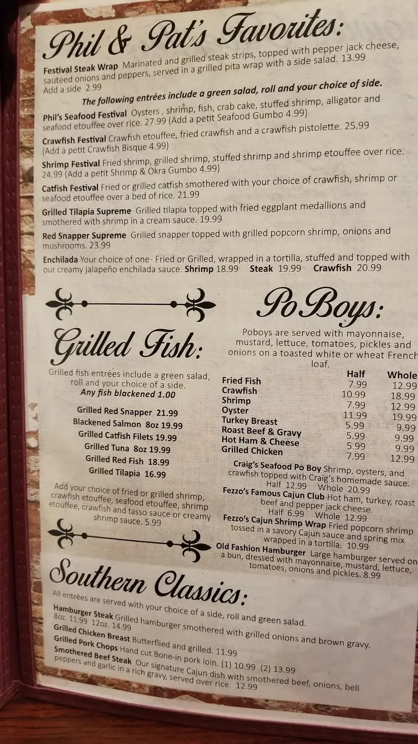 Fezzo's Seafood, Steakhouse and Oyster Bar of Crowley Menu - Updated ...