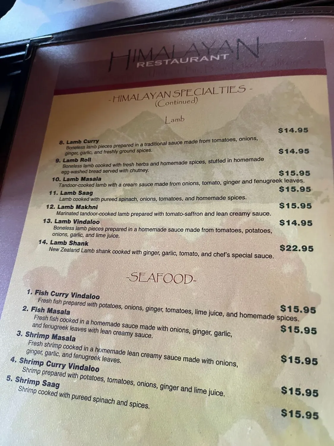 Himalayan Restaurant Menu - Updated October 2025