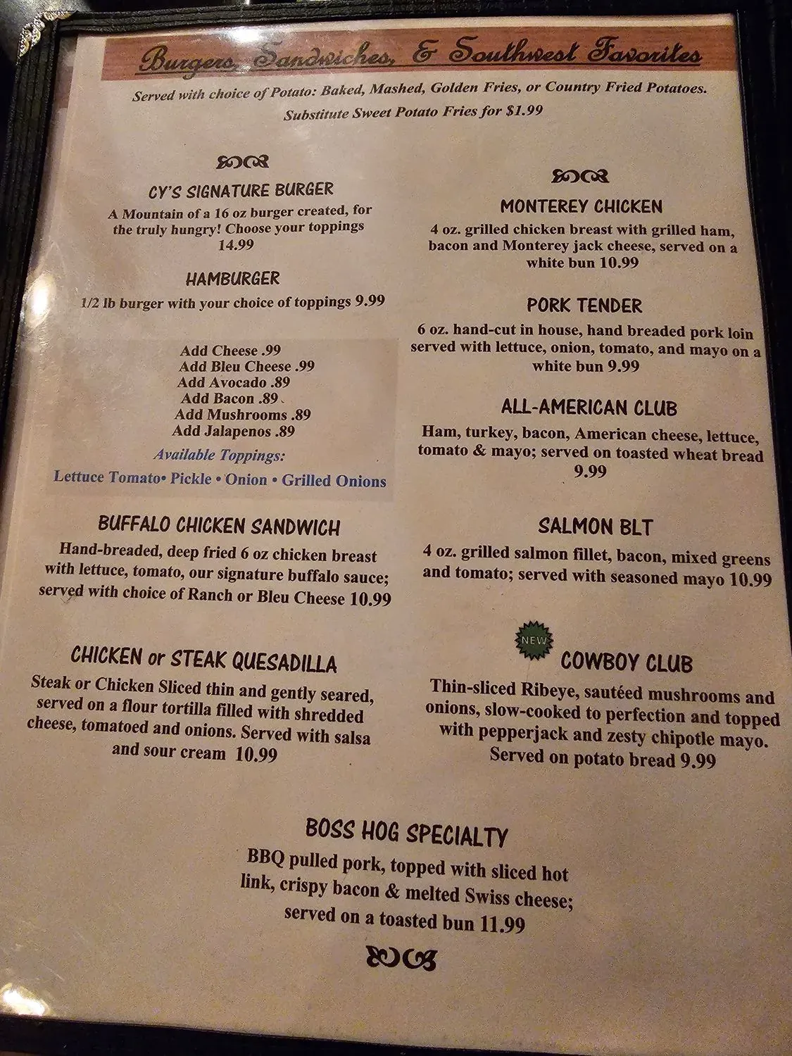 The Hoof & Horn Steakhouse Menu - Updated October 2025