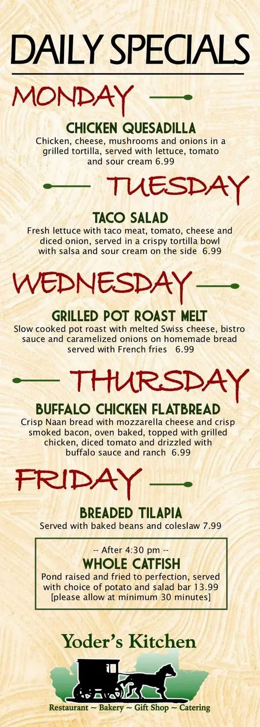 Yoder's Kitchen Menu - Updated October 2025