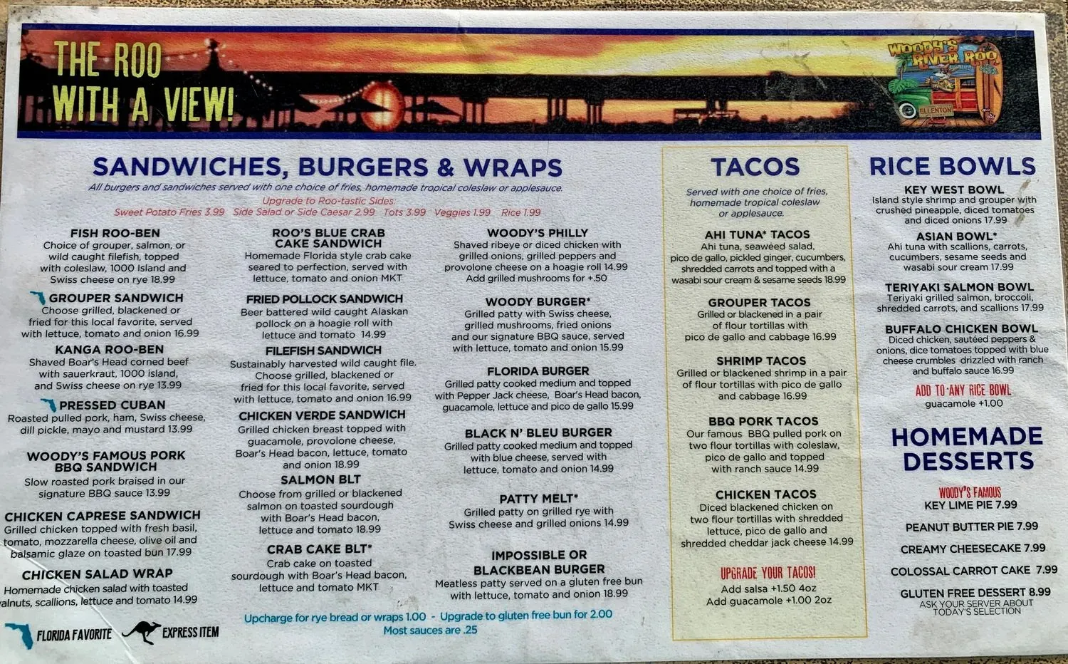WOODY’S RIVER ROO PUB, GRILL & TIKI BAR Menu - Updated November 2025