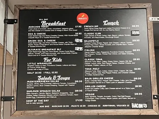 Dudley's Famous Bakery and Cafe Menu | Santa Ysabel, CA | Checkle