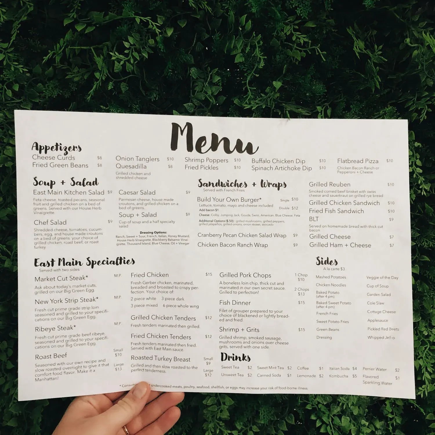 East Main Kitchen Menu - Updated November 2025