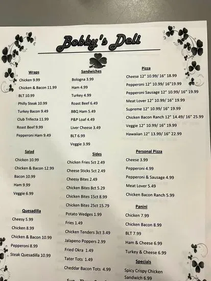 Bobby’s Deli Menu | Erin, TN | Checkle