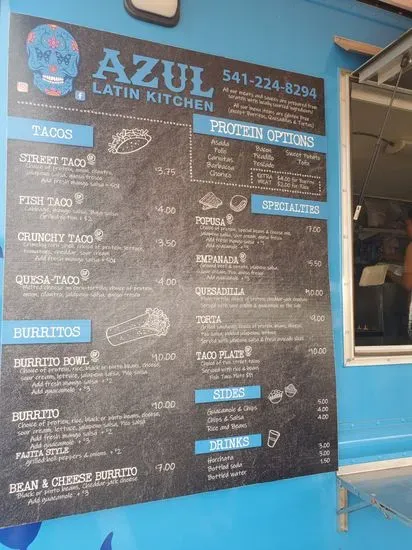 Azul Latin Kitchen Menu | Junction City, OR | Checkle