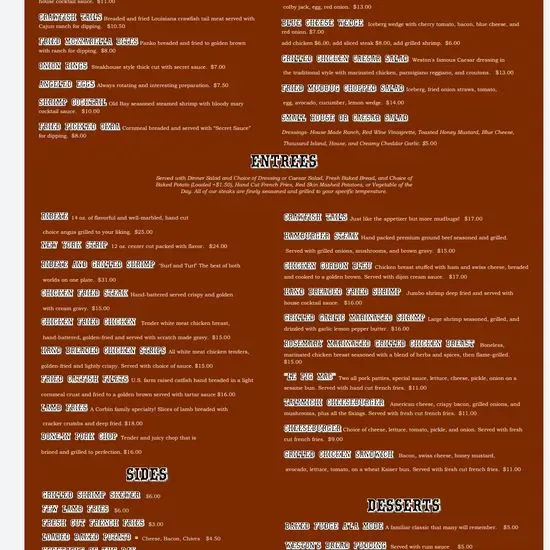 The Ranch Restaurant at Talimichi LLC Menu | Tuskahoma, OK | Checkle
