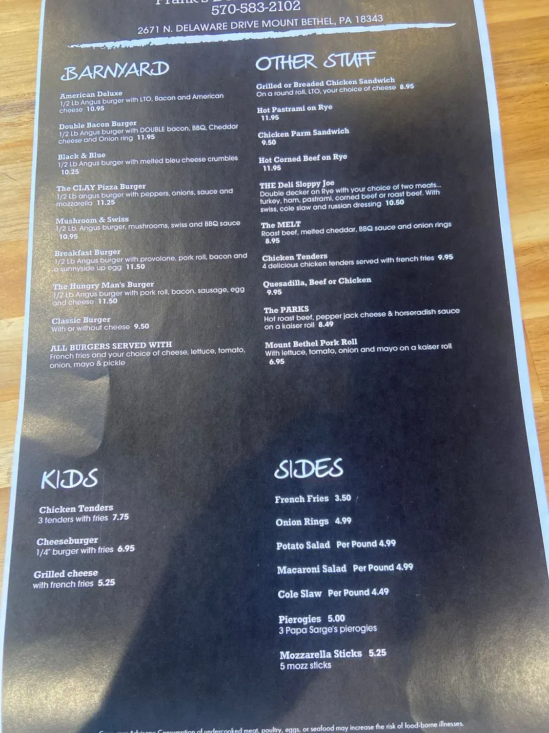 Franks Deli & Farm Market Menu - Updated November 2025