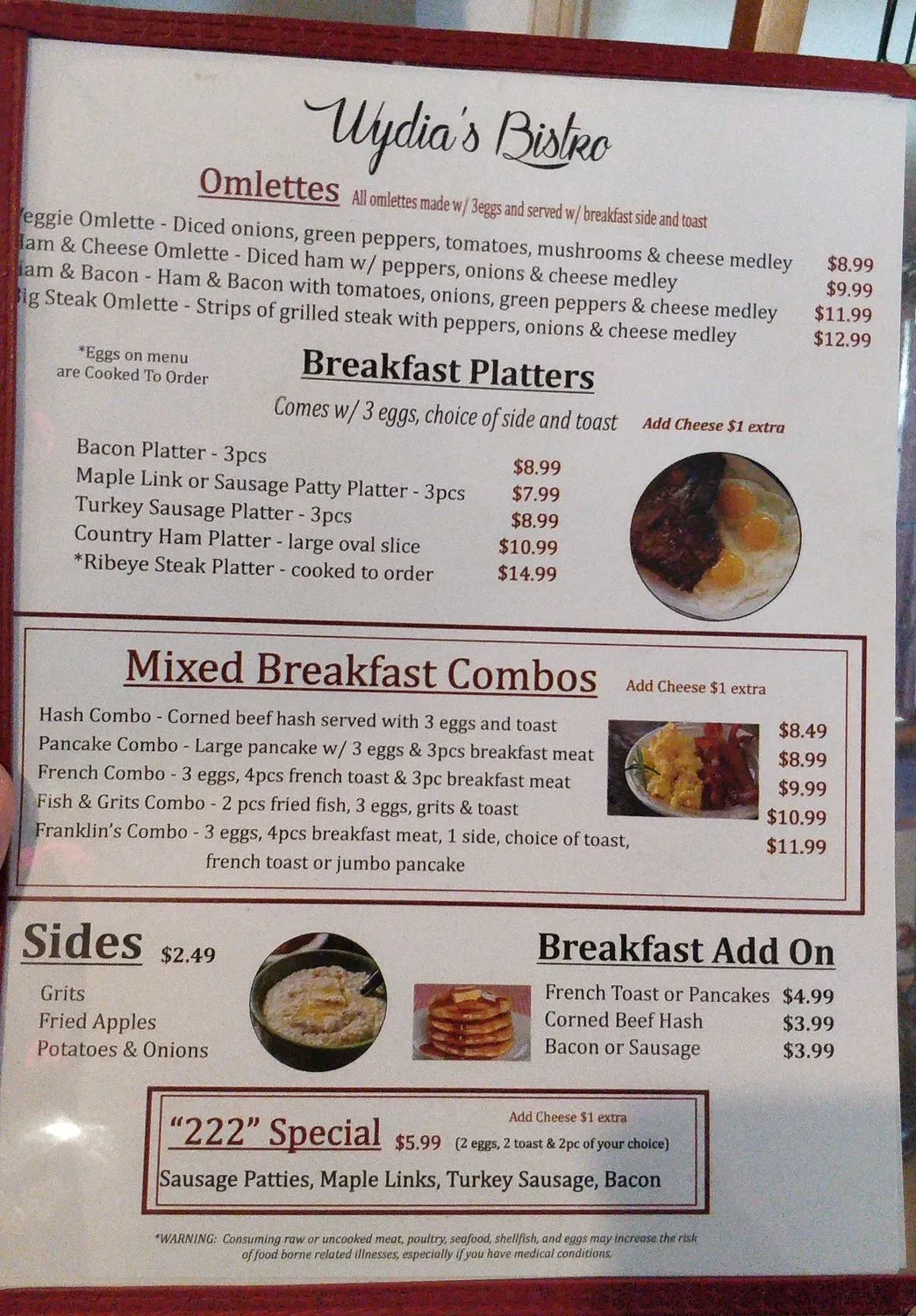 Wydia's Seafood and Steakhouse Menu - Updated November 2025