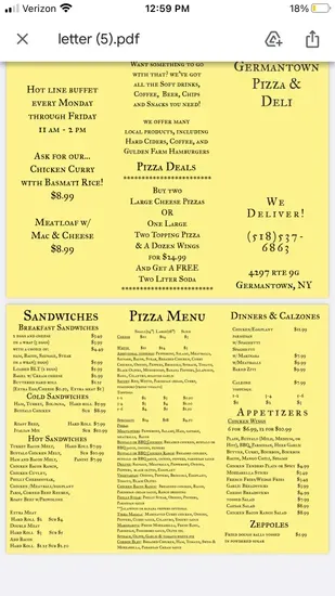 Germantown Deli and C-Store Menu | Germantown, NY | Checkle