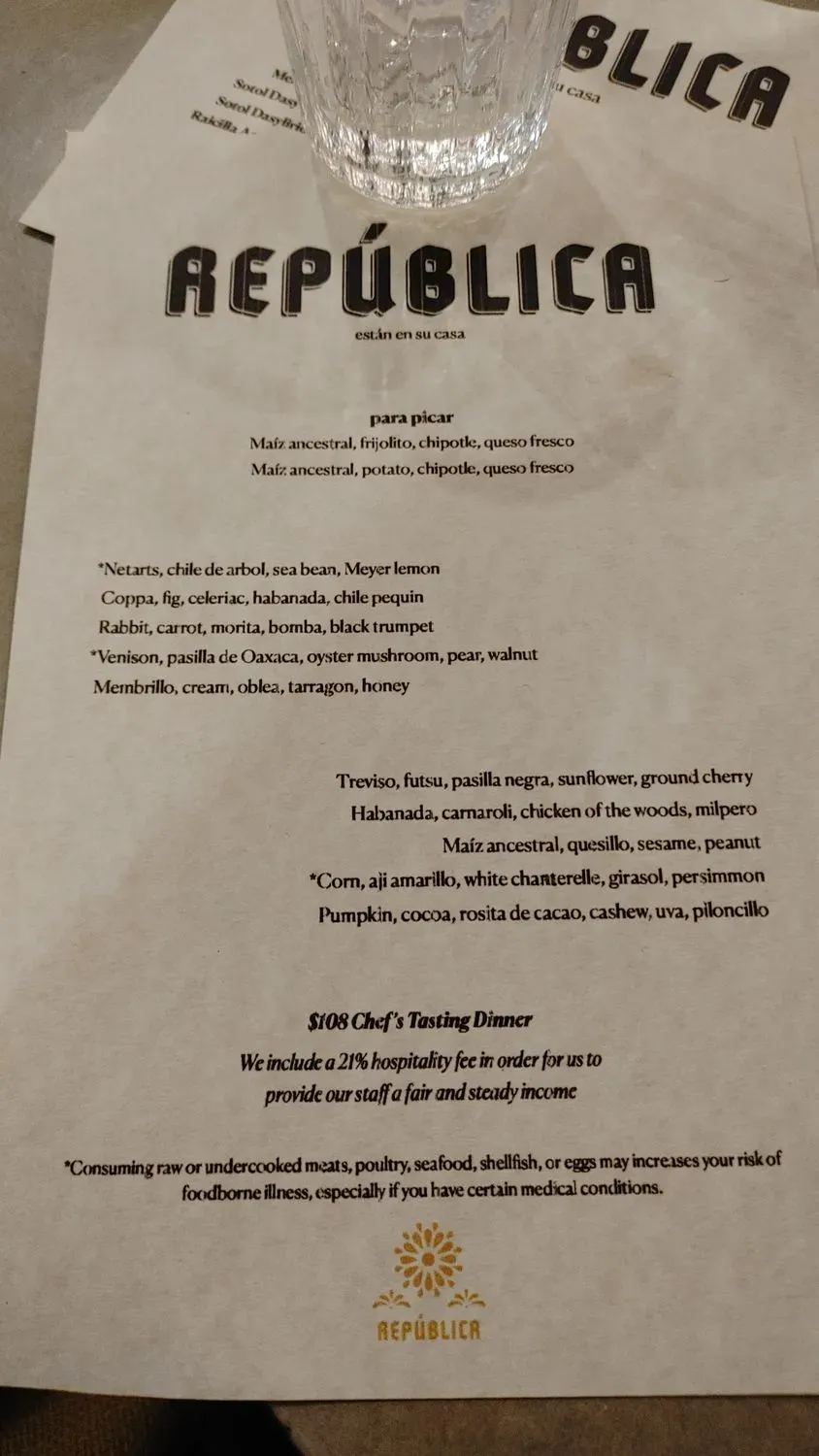 República Menu - Updated November 2025