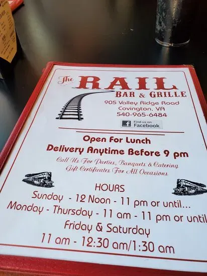 The Rail Bar & Grille Menu | Covington, VA | Checkle