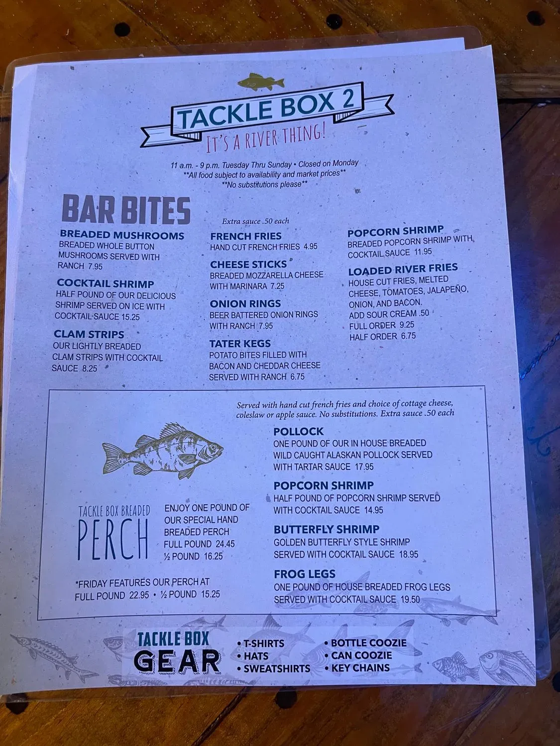 Tackle Box 2 ( Fremont ) Menu - Updated October 2025