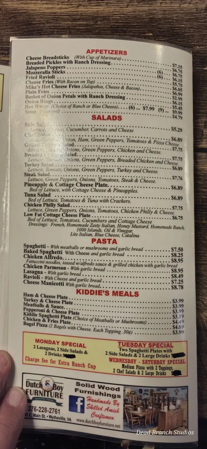 CJ's Pizza & Subs Menu - Updated November 2025