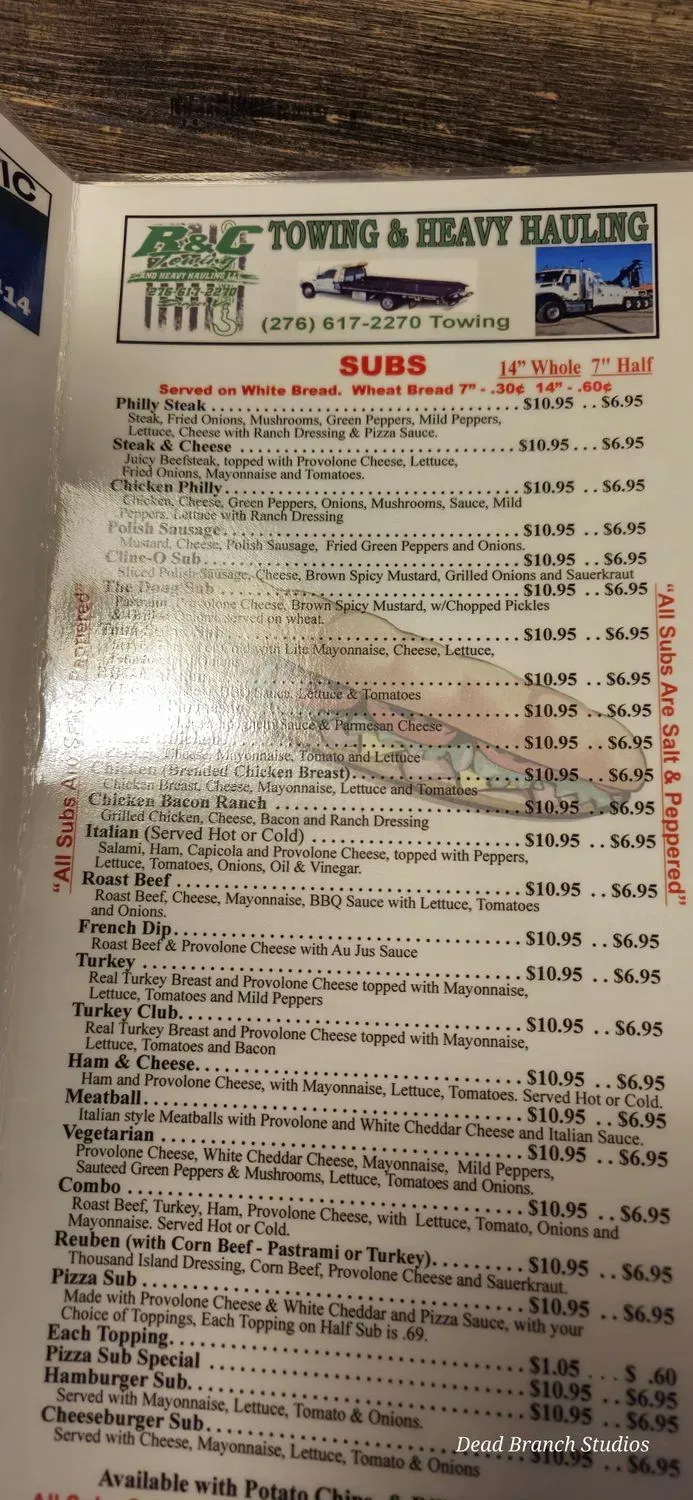 CJ's Pizza & Subs Menu - Updated November 2025