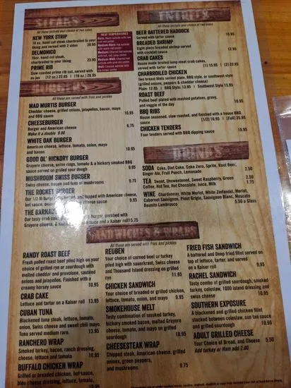 White Oak Tavern Menu | Herndon, PA | Checkle