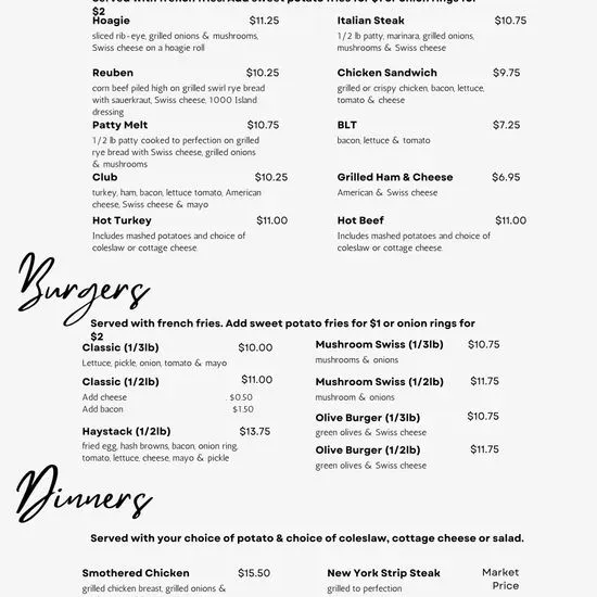 B's Family Restaurant Now Stormy's Diner Menu | Au Gres, MI | Checkle