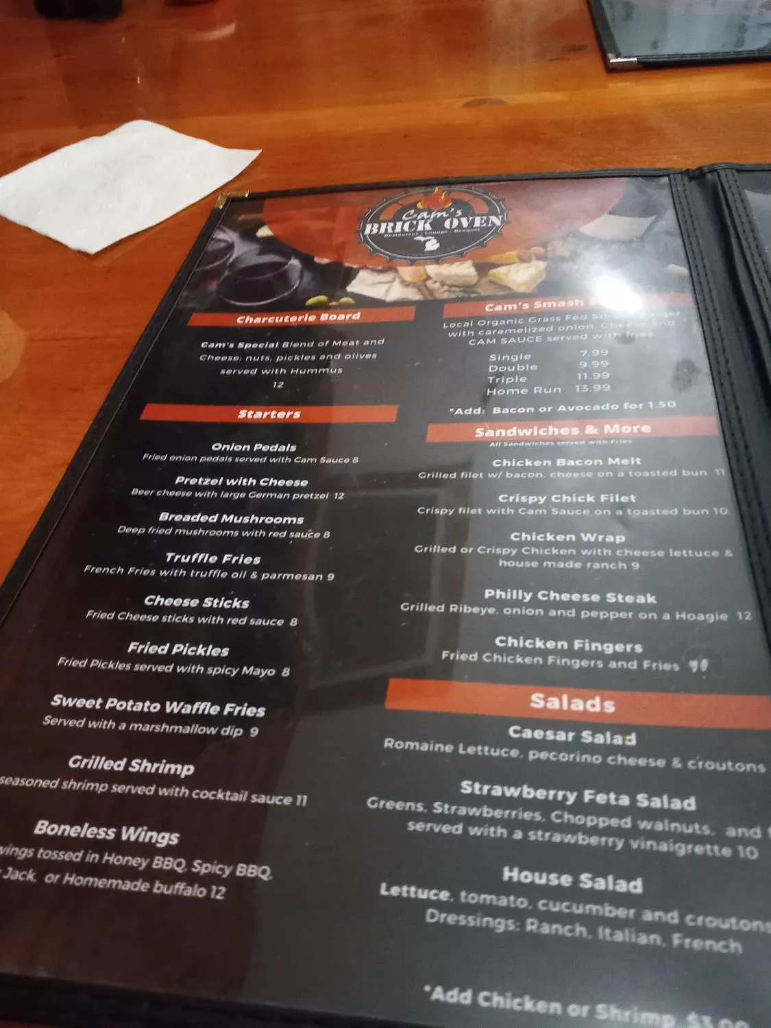 Cams Brick Oven Menu - Updated November 2025