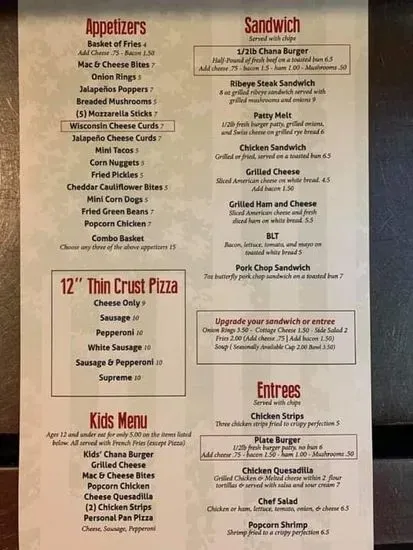 Cornett's Chana Tap Menu | Chana, IL | Checkle