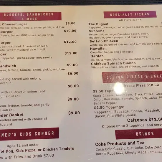 The Dugout Sports Bar and Grill Menu | Clarkesville, GA | Checkle