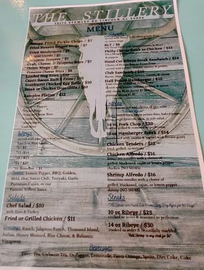 The Stillery Bar and Grill Menu | Lincoln, AL | Checkle