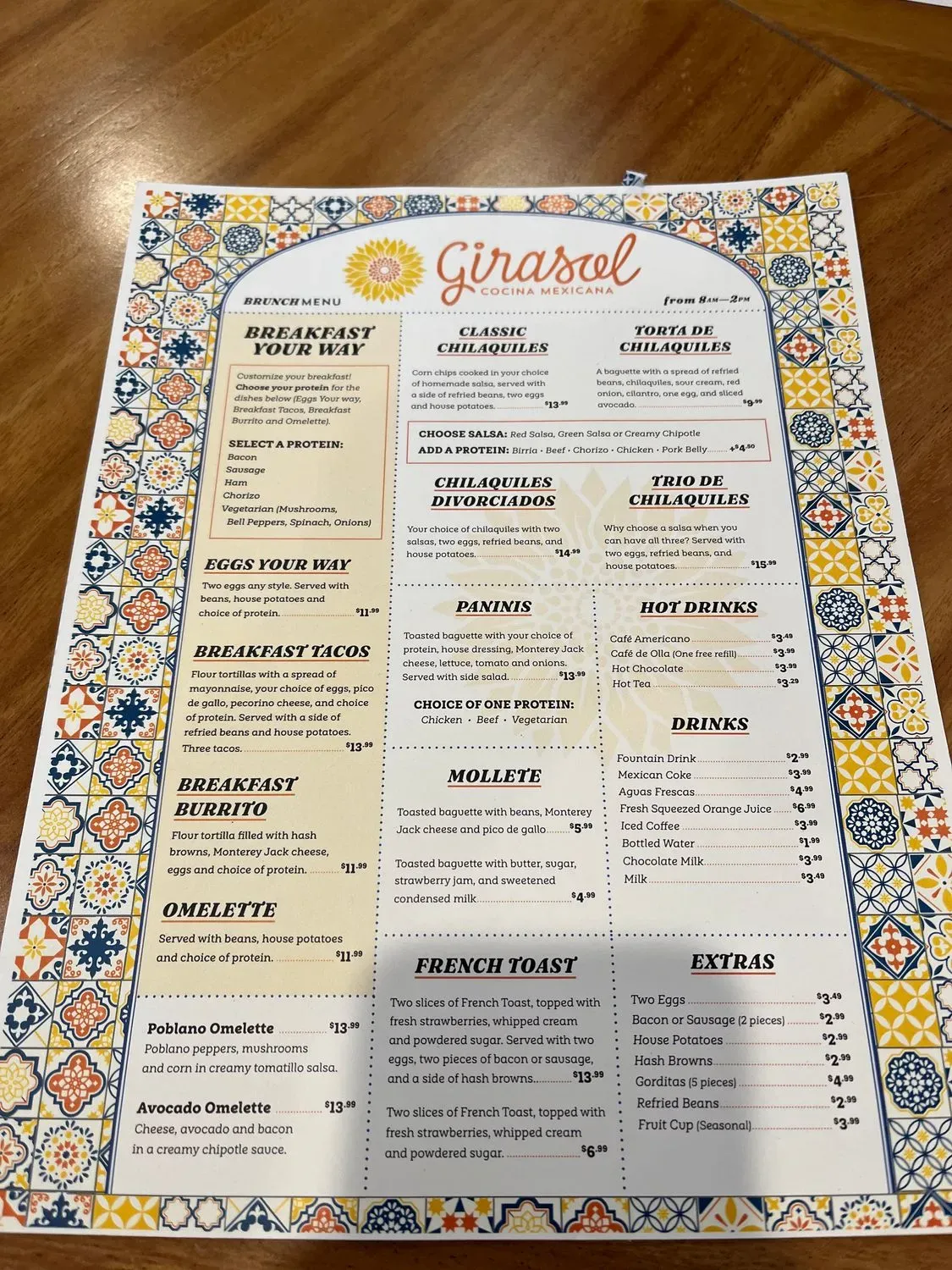 Girasol Cocina Mexicana Menu - Updated November 2025