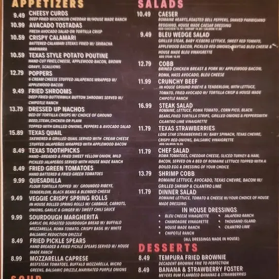 The Butcher's Block Eats and Drinks Menu | Snyder, TX | Checkle