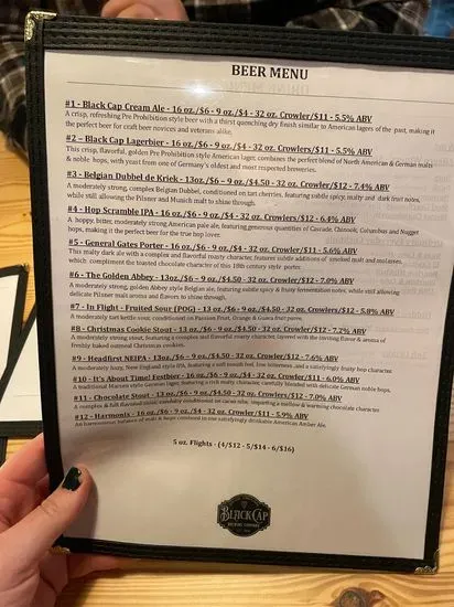 Black Cap Brewing Company Menu | Red Lion, PA | Checkle