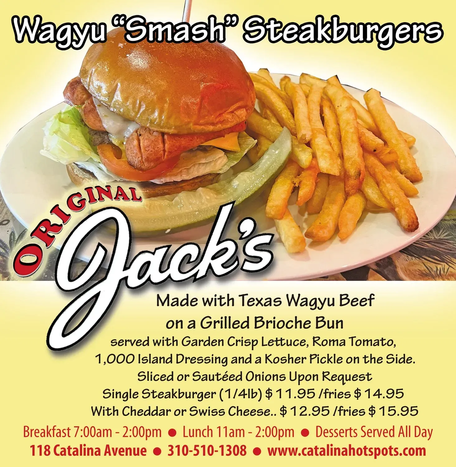 Original Jack's Country Kitchen Menu - Updated November 2025
