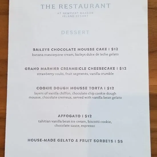 The Restaurant at Newport Harbor Island Resort Menu | Newport, RI | Checkle
