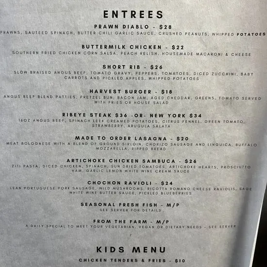 Harvest Menu | Mt Shasta, CA | Checkle