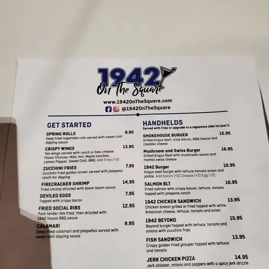 1942 On The Square Menu | McDonough, GA | Checkle