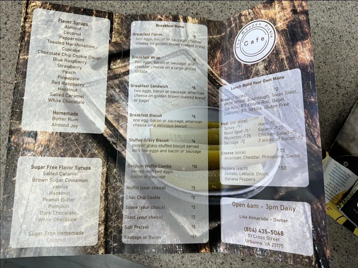The Wooden Pickle Cafe Menu - Updated November 2025