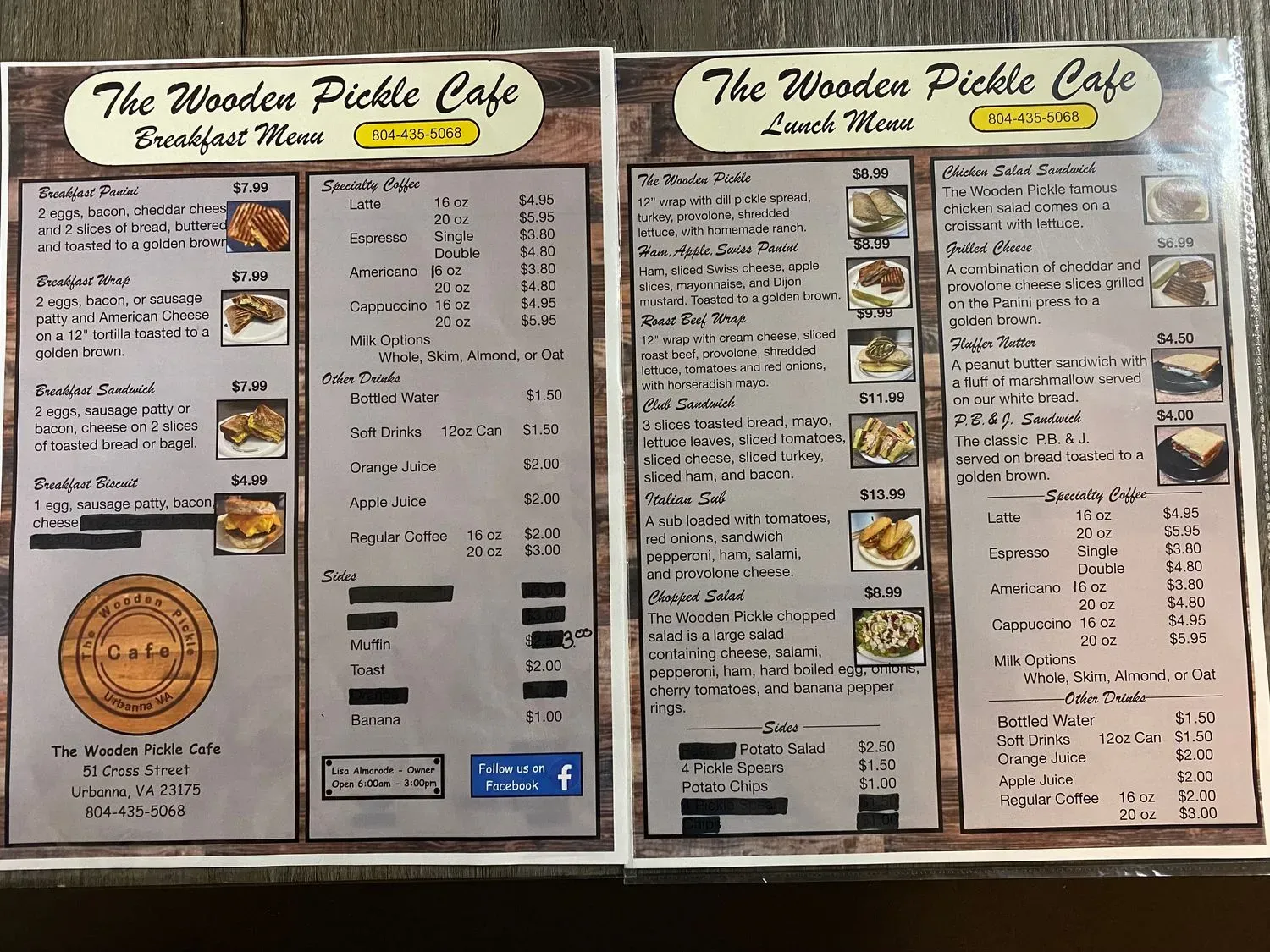 The Wooden Pickle Cafe Menu - Updated November 2025