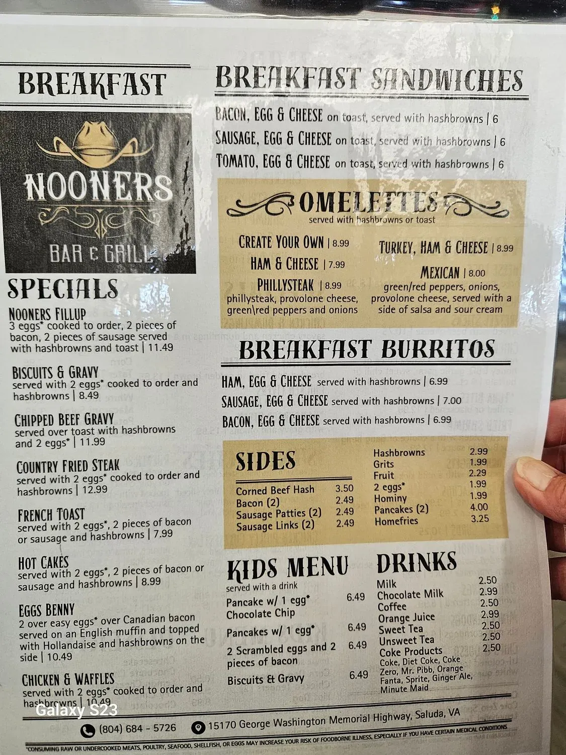 Nooner's Bar and Grille Menu - Updated June 2025
