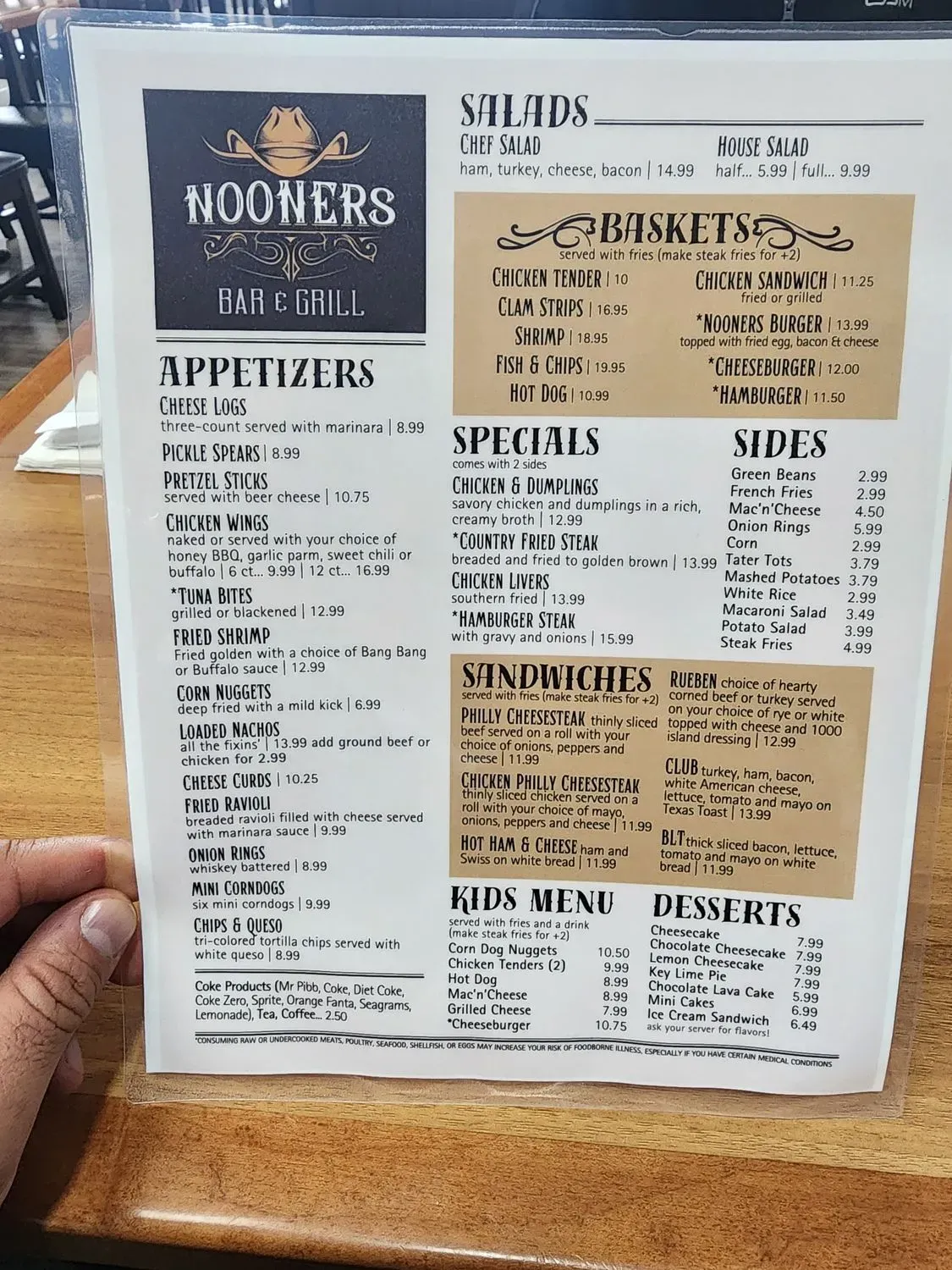 Nooner's Bar and Grille Menu - Updated June 2025