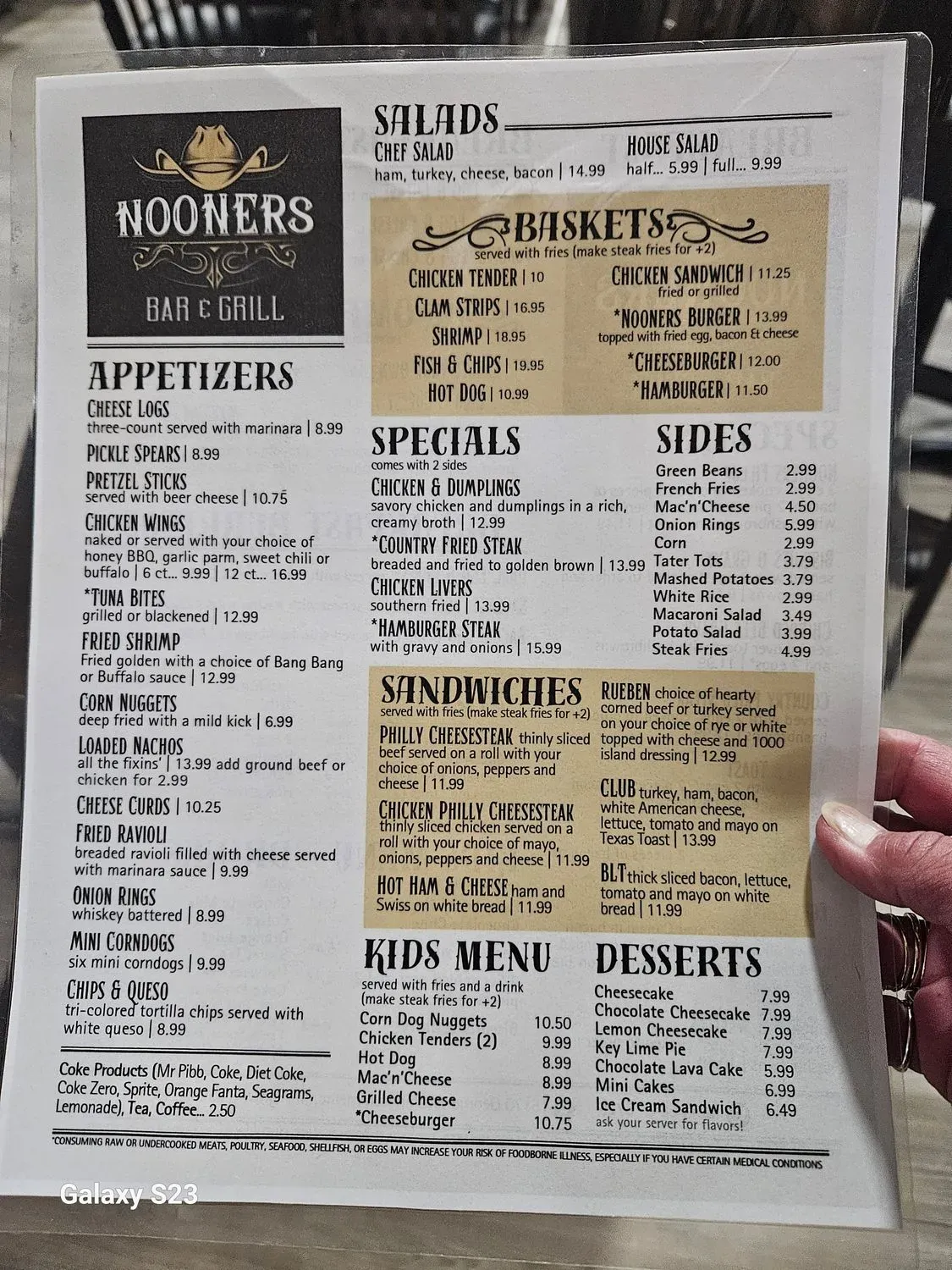 Nooner's Bar and Grille Menu - Updated June 2025