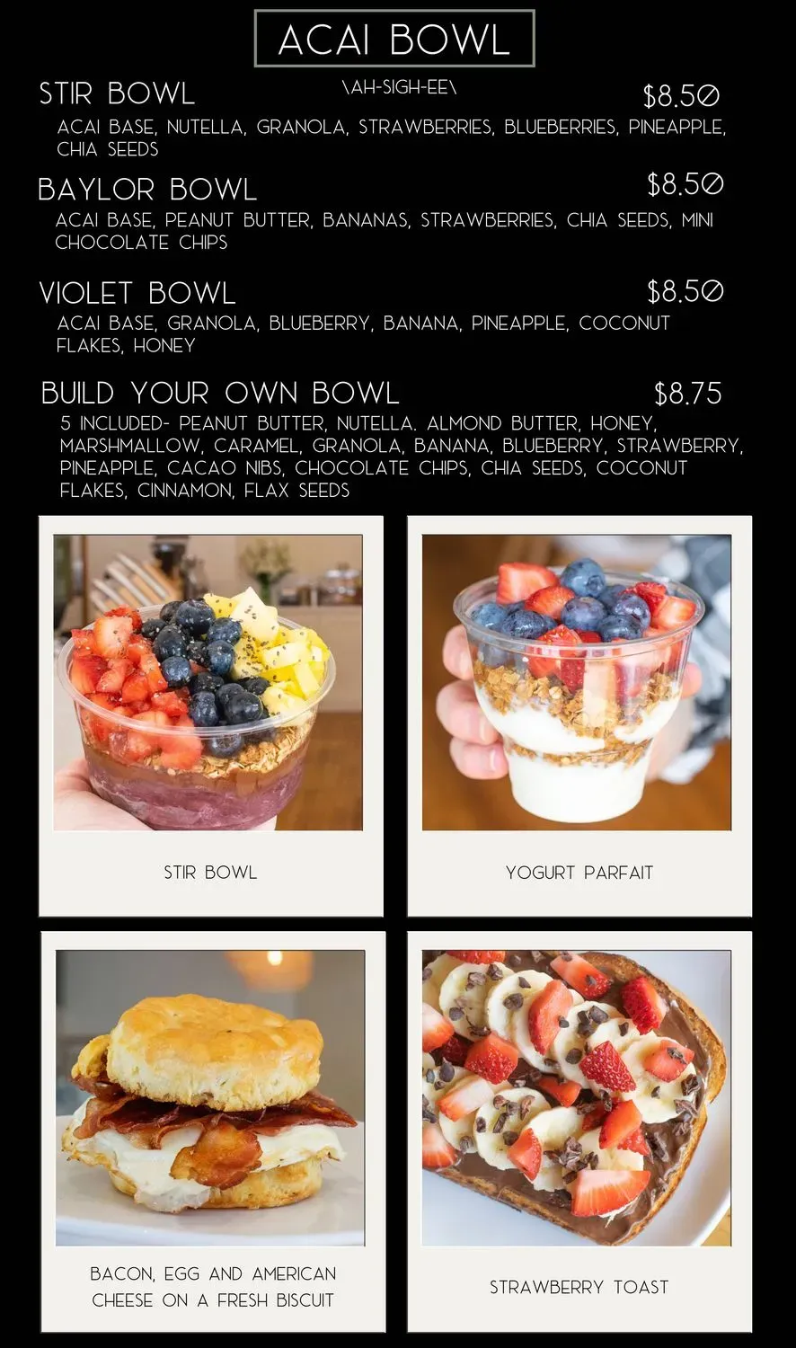Stir Menu - Updated November 2025