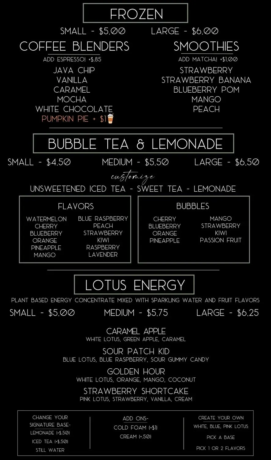 Stir Menu - Updated November 2025
