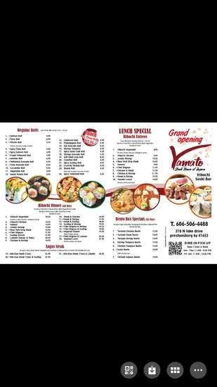 Yamato Steak House of Japan Menu | Prestonsburg, KY | Checkle
